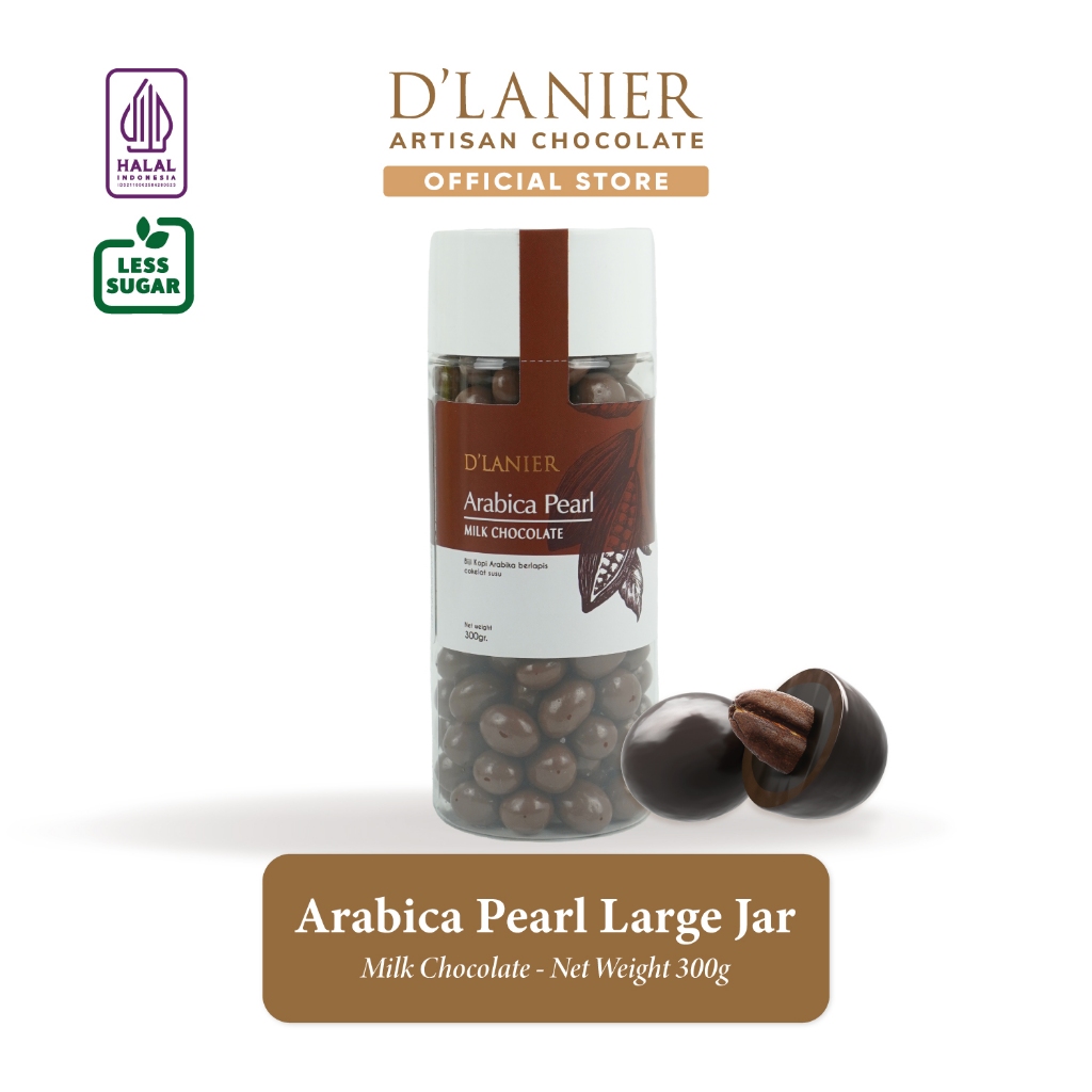 Jual D'Lanier Arabica Pearl with Milk Chocolate - 300gr (Large Jar ...