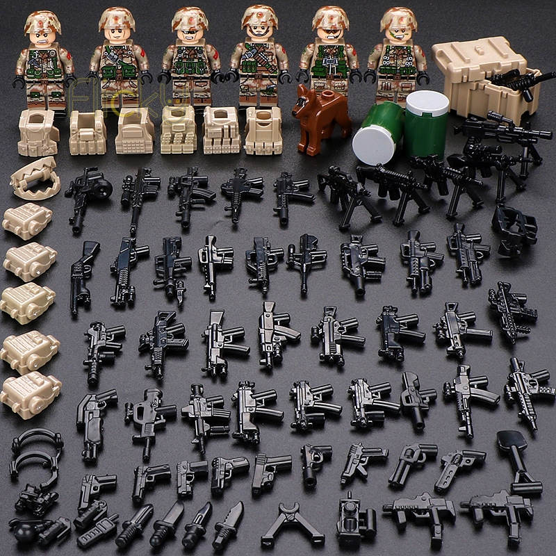 Jual Mainan Minifigure Military Swat Team Guns WW2 Building Blocks ...