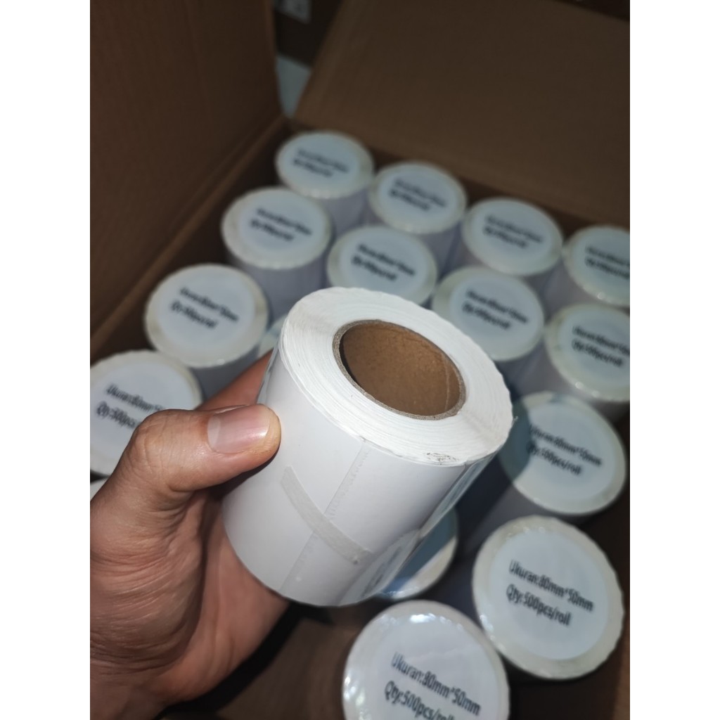 Jual Label Stiker Thermal 80x50 isi 500 Sticker Resi Barcode Expedisi ...