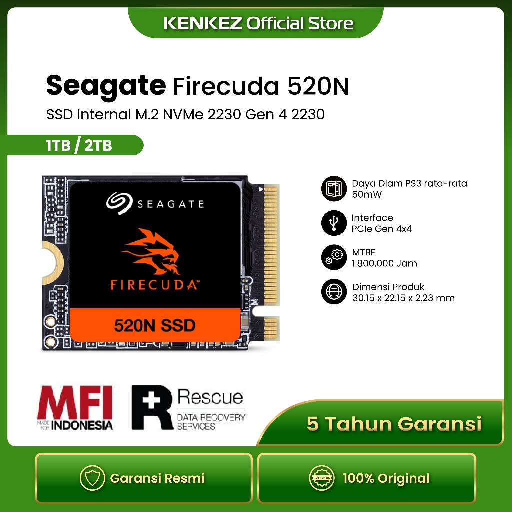 Jual Seagate FireCuda 520N SSD Internal M.2 NVMe 2230 Gen 4 | Shopee ...
