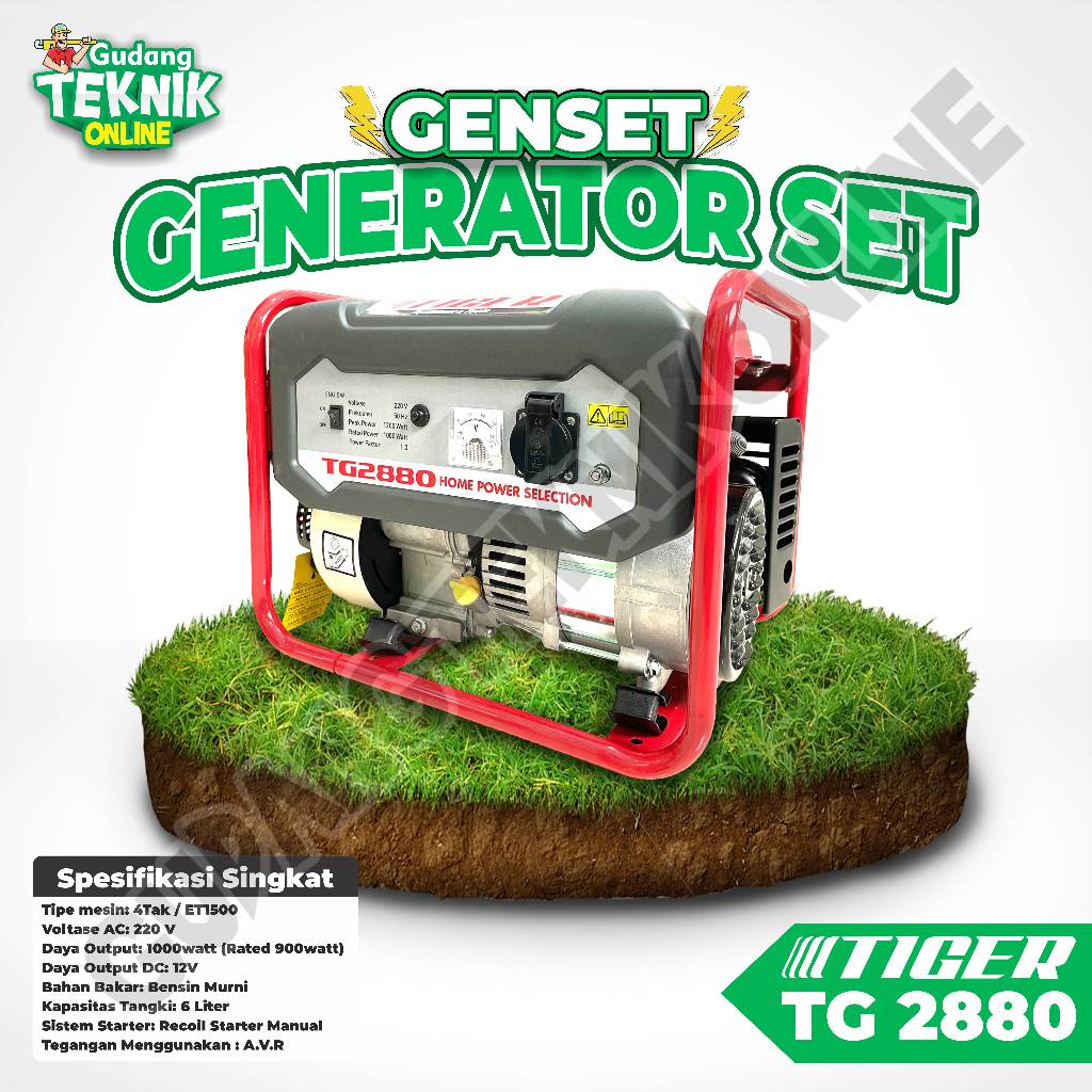 Jual (TG-2880 TIGER) Genset 1000 Watt 4 Tak TG2880 TIGER / Power ...