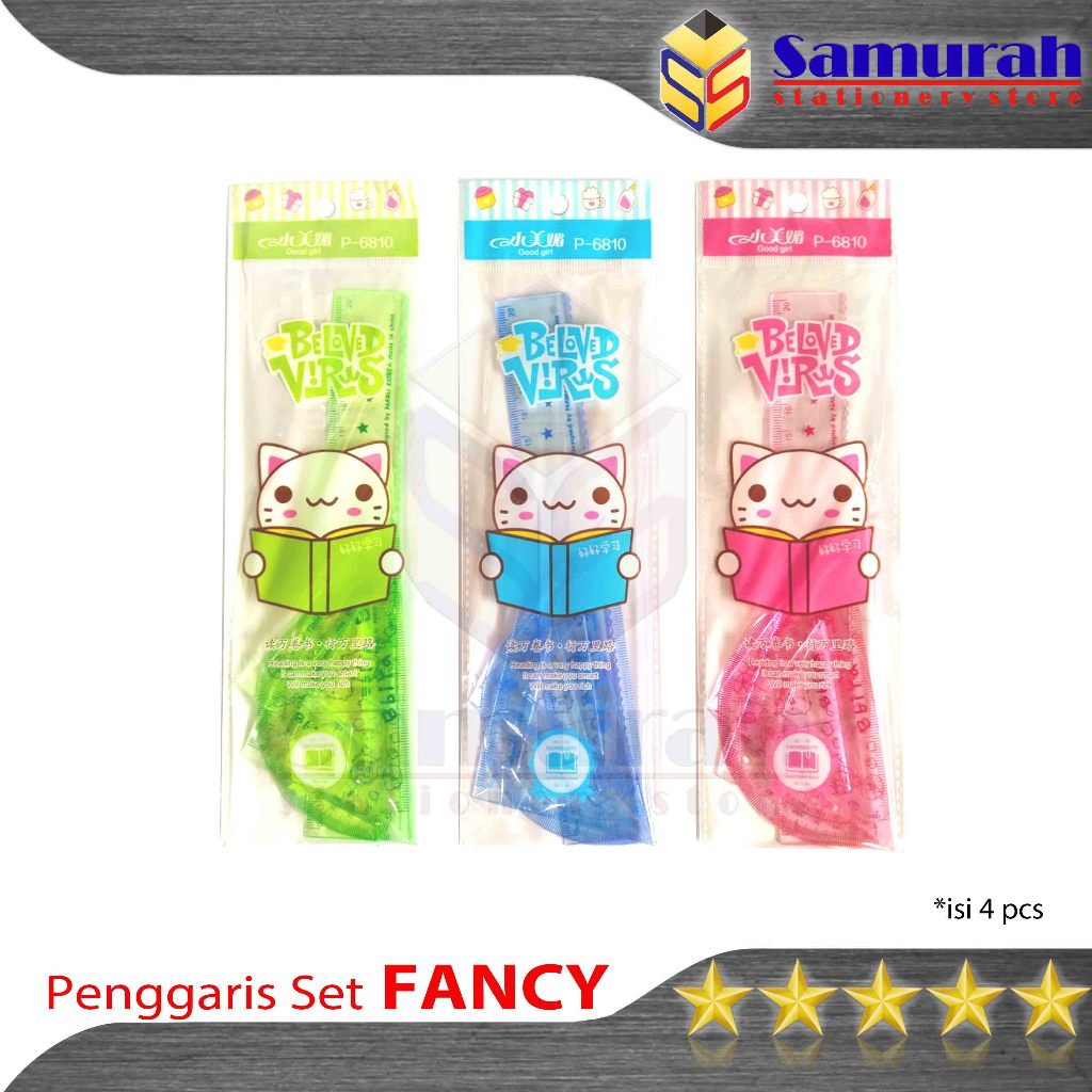 Jual Penggaris Set lengkap Fancy 4 in 1 / Segitiga sama sisi - segitiga ...