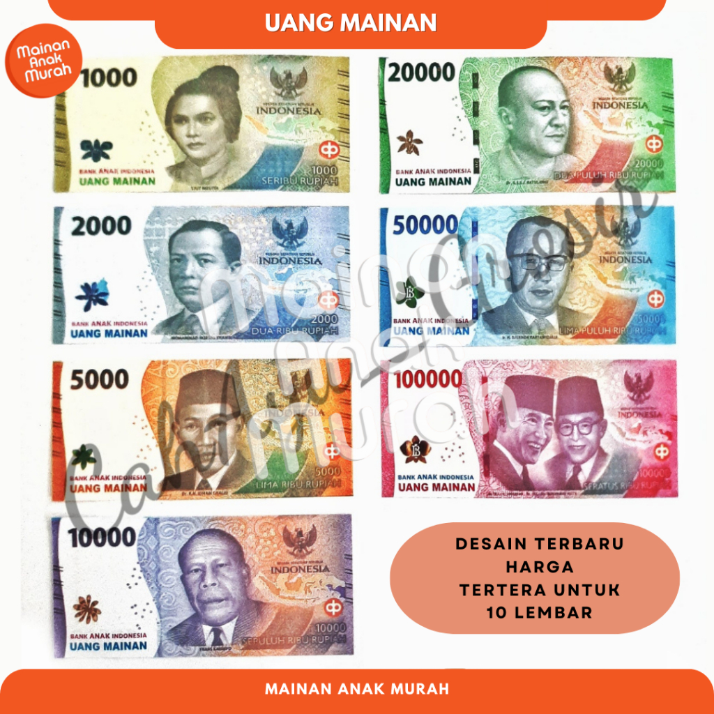 Jual 10 Lembar Mainan Uang Kertas / Uang Mainan Edukasi Anak / Replika ...