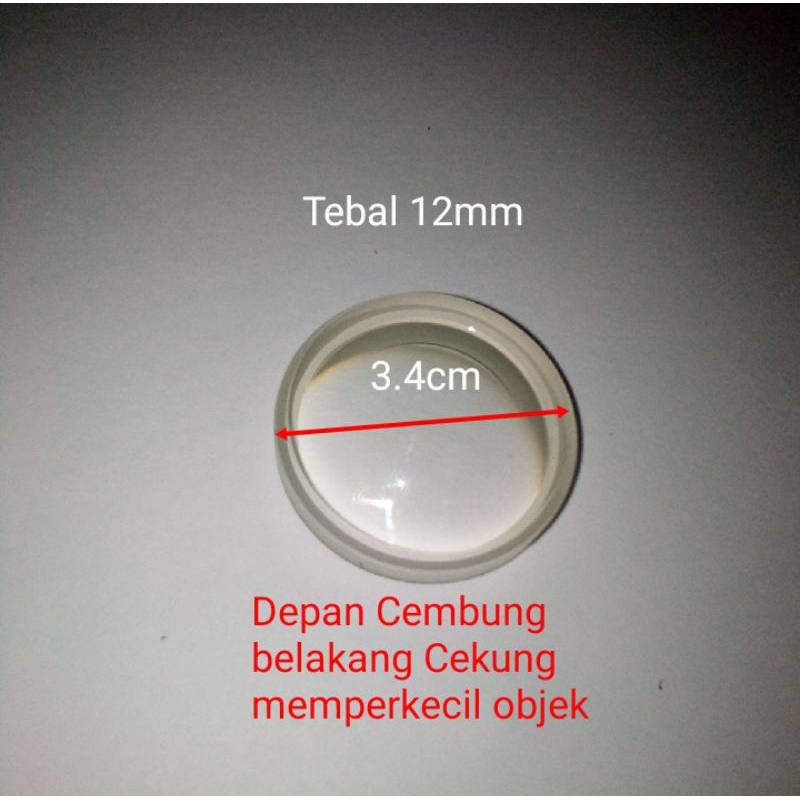 Jual LENSA PROYEKTOR CEKUNG MEMPERKECIL OBJEK DIAMETER 3.4CM TEBAL 12MM ...