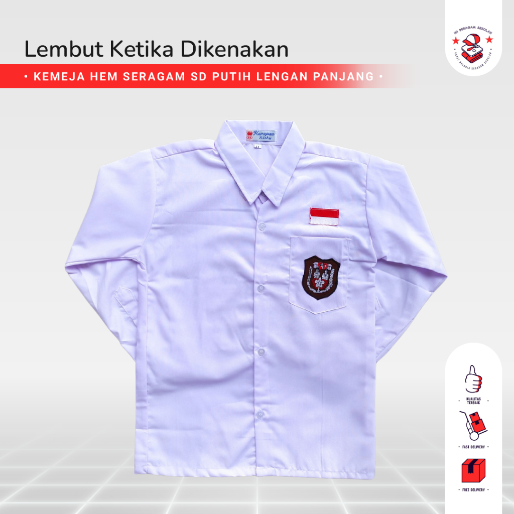 Jual Seragam Sekolah SD Baju Kemeja Hem Putih Lengan Panjang Anak Laki ...