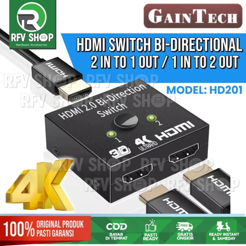 Jual Hdmi Switcher Switch Bi Directional 2 In To 1 Out 1 In To 2 Out Gaintech Gt Hd02 Shopee