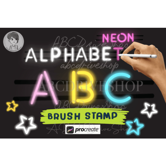 Jual Procreate Brush - Neon Alphabet Brush Stamps | Shopee Indonesia