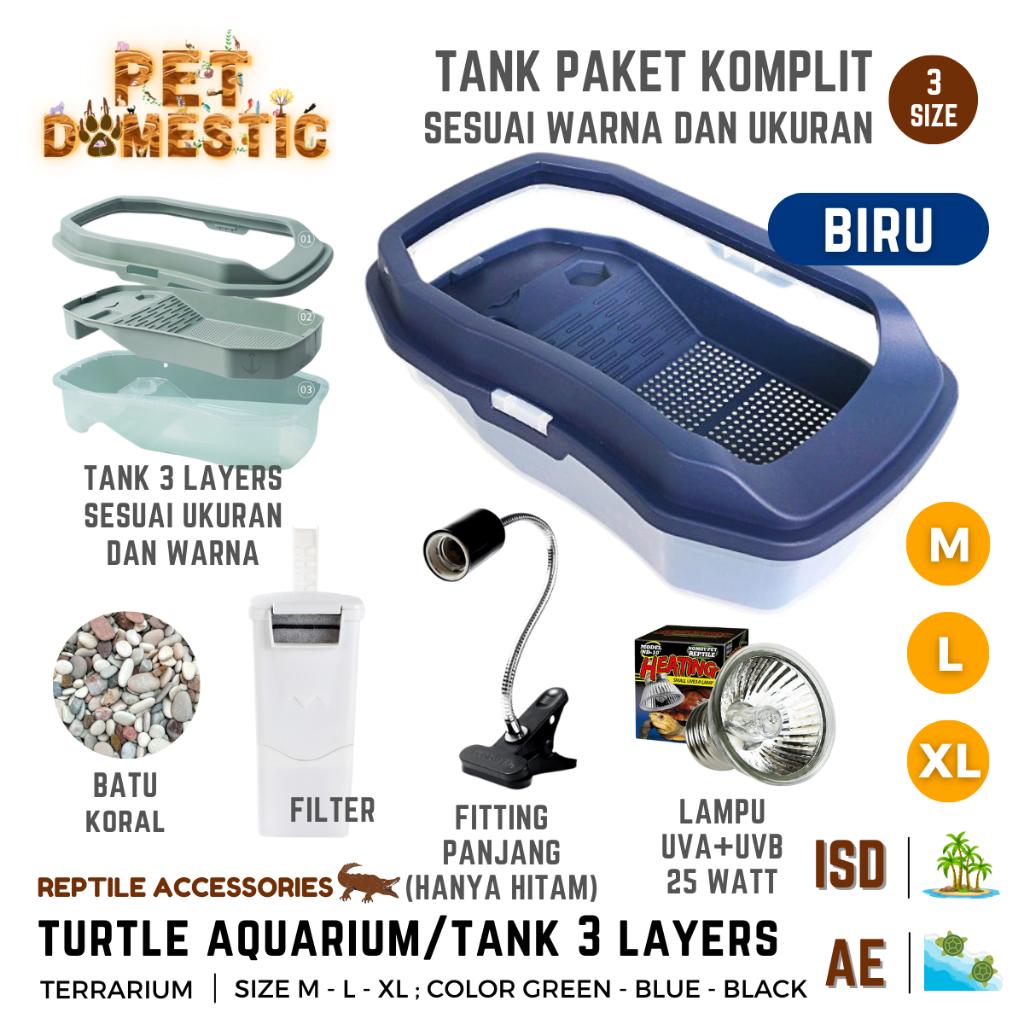 Jual TURTLE TANK SIZE M & L KANDANG SET FILTER TEMPAT BAK EMBER RUMAH AKUARIUM AQUARIUM KURA ...