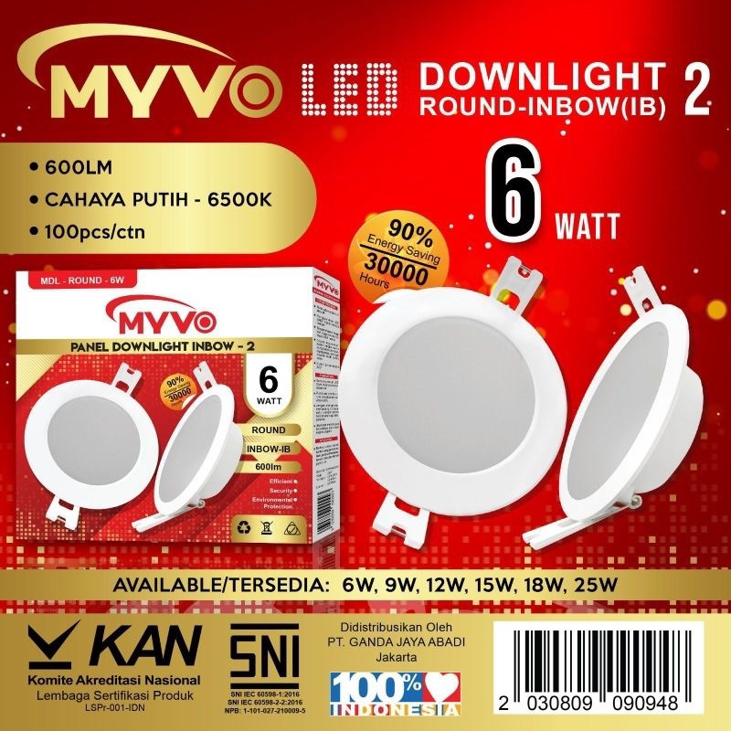 Jual Lampu Panel Downlight Inbow / Downlight LED MYVO Inbow Murah Bagus ...