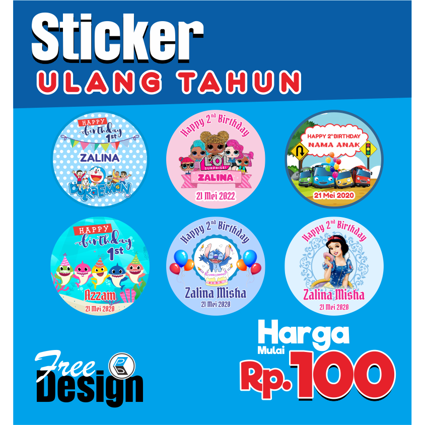 Jual cetak sticker ulang tahun custom | Shopee Indonesia
