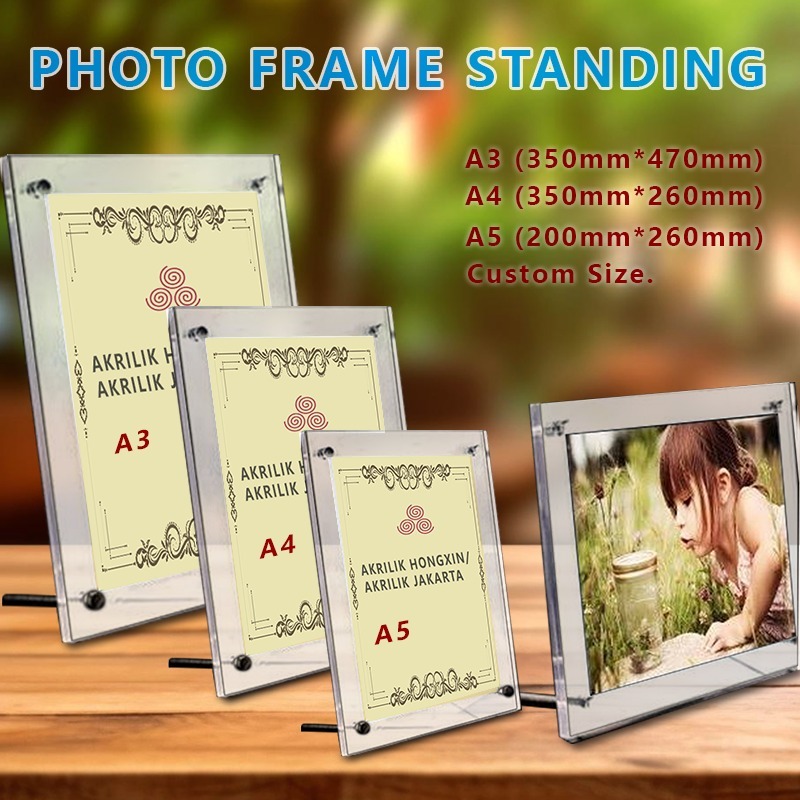 Jual BINGKAI FOTO /STANDING FRAME /POSTER Akrilik A5 2+2MM 20x26CM ...