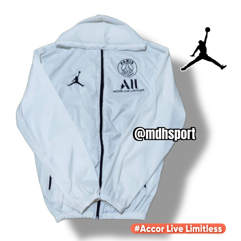Jual JAKET PARASUT WATERPROOF/ ANTI AIR TRAINING PSG PUTIH | Shopee ...