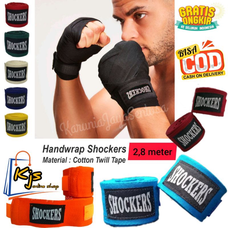 Jual Handwrap shocker cotton boxing bandage wristband boxing 2.8 meter ...