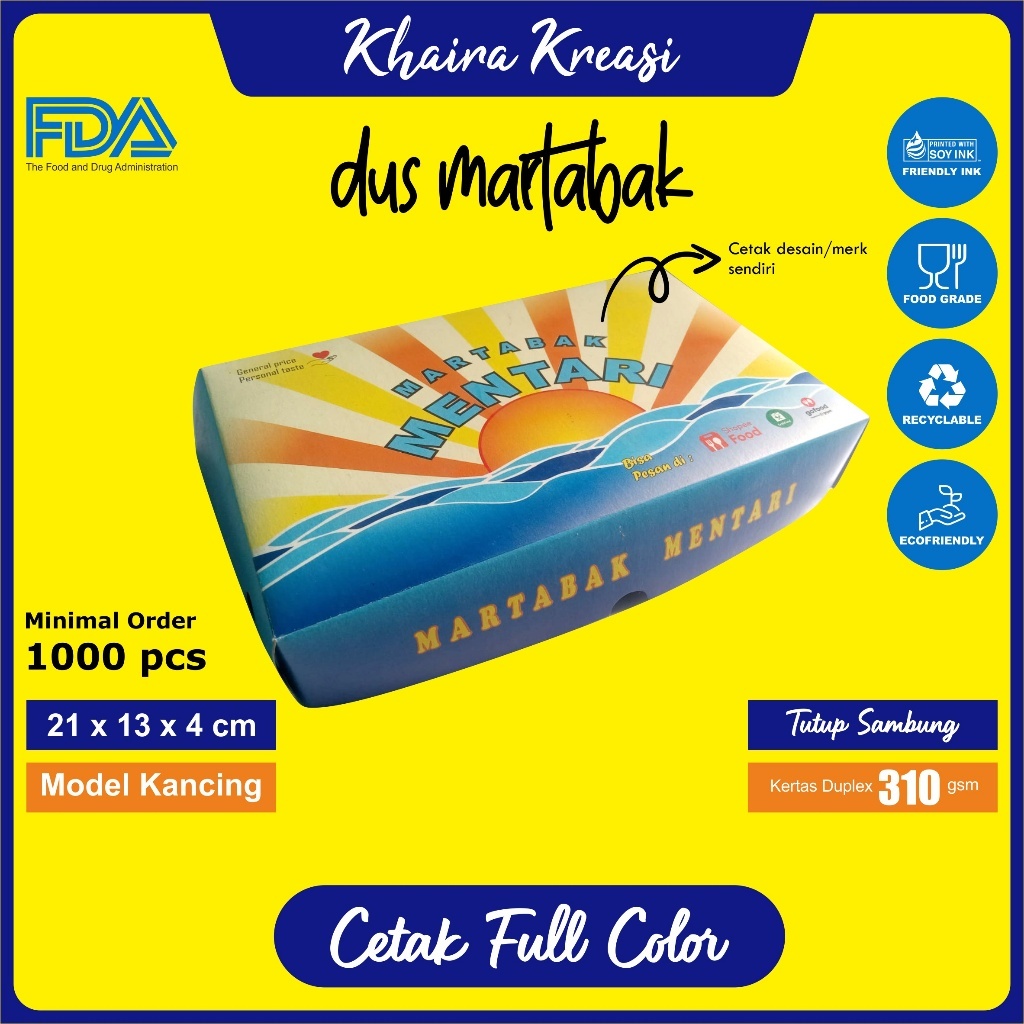 Jual Cetak Custom Dus Martabak / Box Martabak / Kotak Martabak / Ukuran ...
