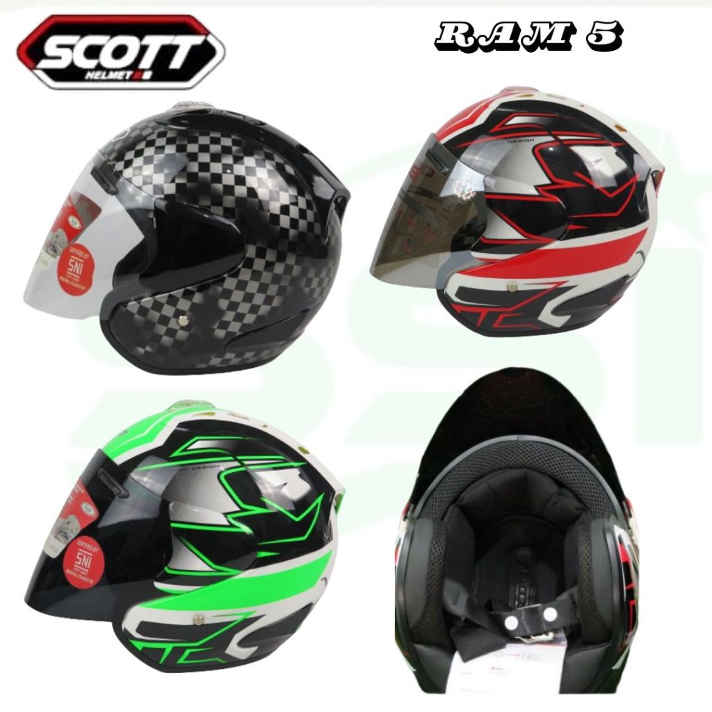 Jual HELM SCOTT RAM 5 / HELM SNI / HELM HALF FACE + FREE STIKER SCOTT ...