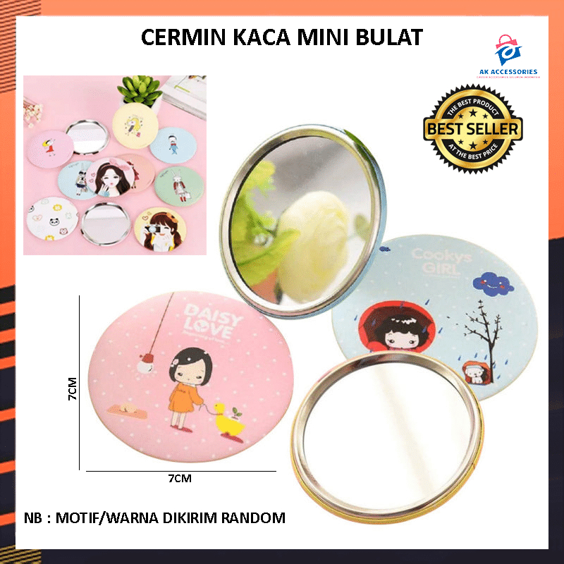 Jual AKACC KACA CERMIN MINI BULAT TRAVELING / CERMIN KACA MAKE UP ...