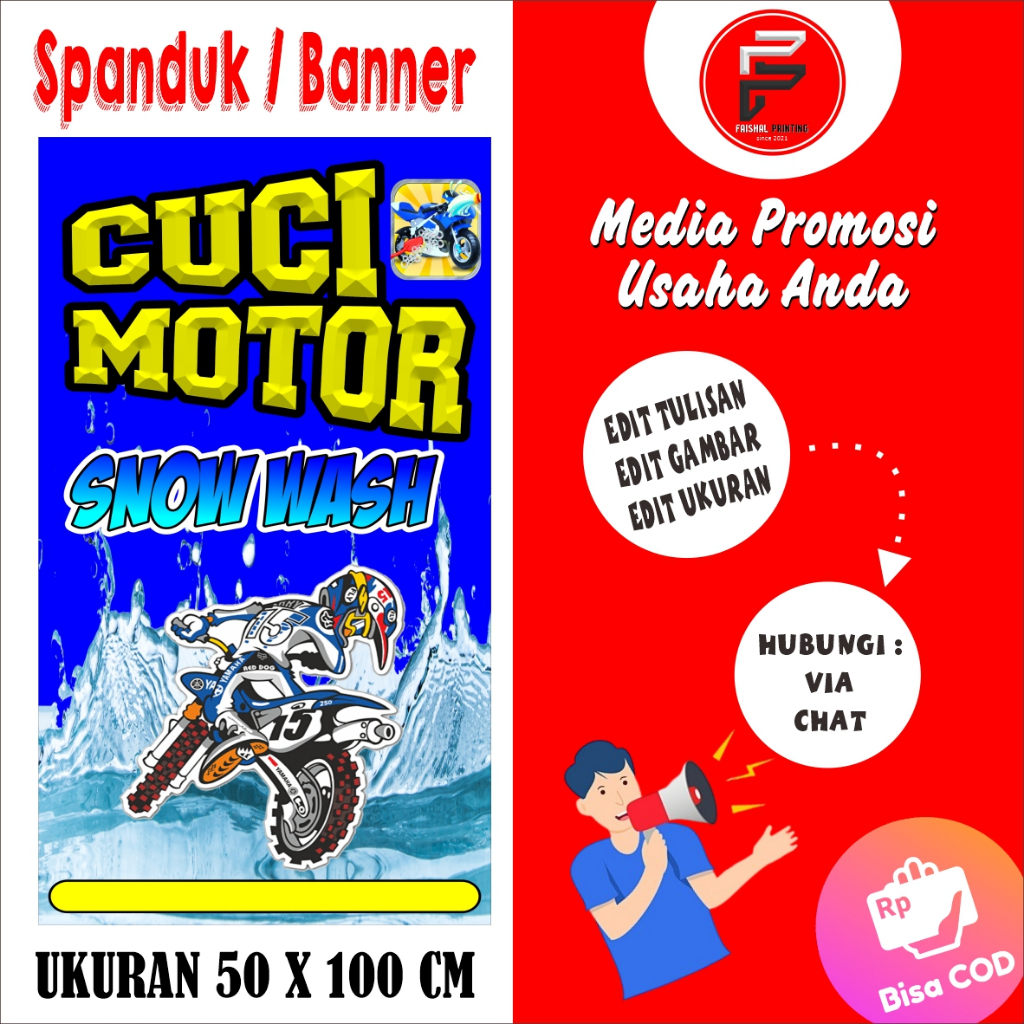 Jual Banner Cuci Motor / Spanduk Steam Motor / Banner Ukuran 50 x 100 ...