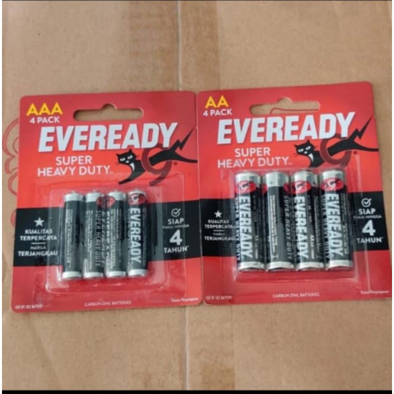 Jual Baterai Eveready Hitam AA AAA Heavy Duty Per Pack Isi 4 Pcs | Shopee Indonesia