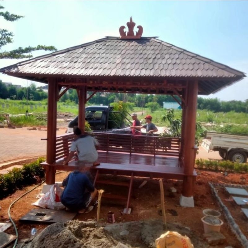 Jual Gazebo Gelugu Kayu Kelapa | Shopee Indonesia