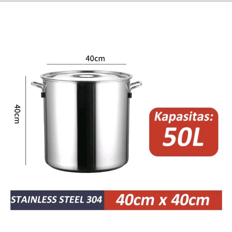 Jual Panci Stock Pot Nagako Stainless Steel + Tutup 50 Liter 40cm ...