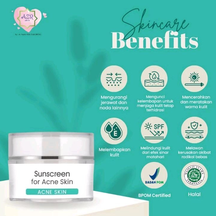 Jual SUNSCREEN / CREAM PAGI FOR ACNE AZR SKIN by dr.Nadia Rifa dipl ...