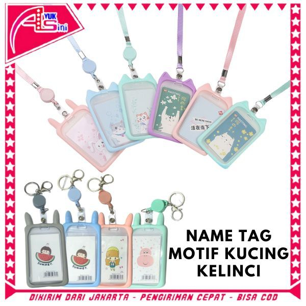 Jual AS Name Tag Lanyard Gantungan Kartu Motif Kucing Kelinci Akses MRT ...