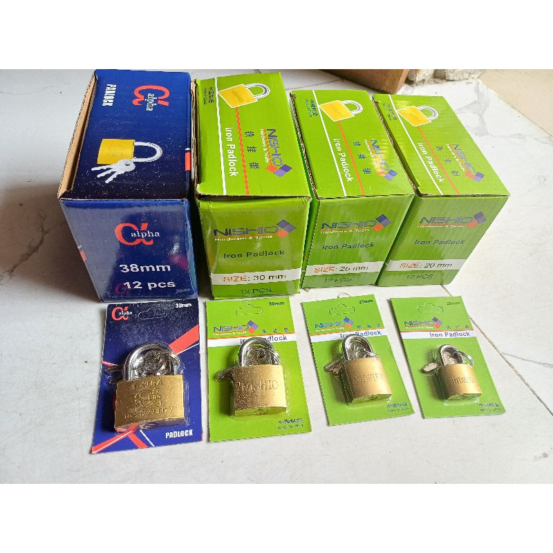 Jual grosir 1 lusin gembok kuning 1box isi 12pcs 20mm 25mm 30mm 38mm | Shopee Indonesia