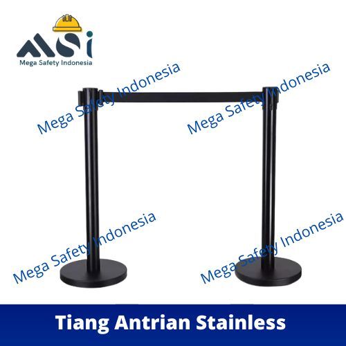 Jual Queue Line Tiang Antrian Stainless Hitam + Pita 2M | Shopee Indonesia