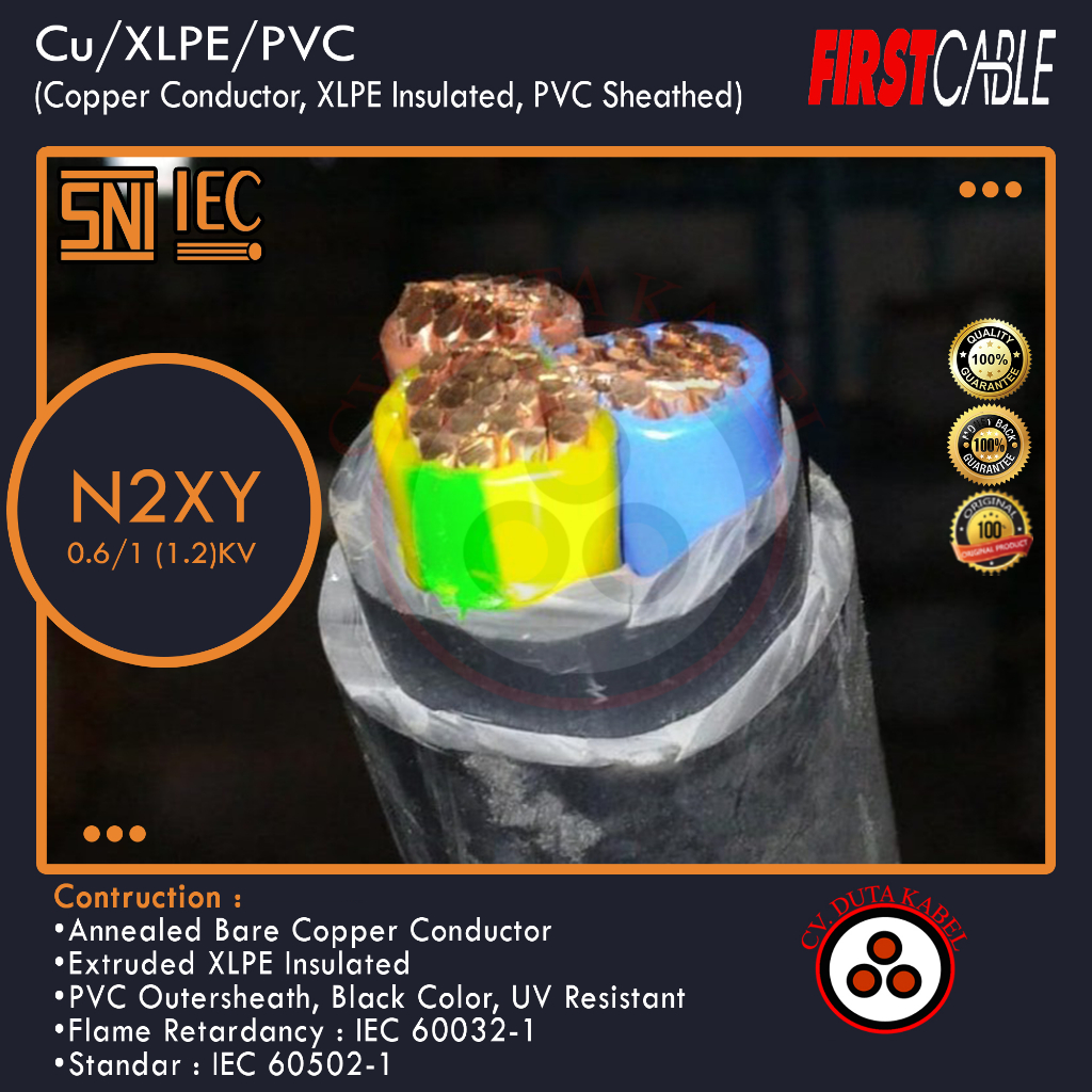 Jual Kabel N2XY 3x50 mm2 (Cu/XLPE/PVC) FIRST CABLE /3x50 mm/3 x 50 mm2 ...