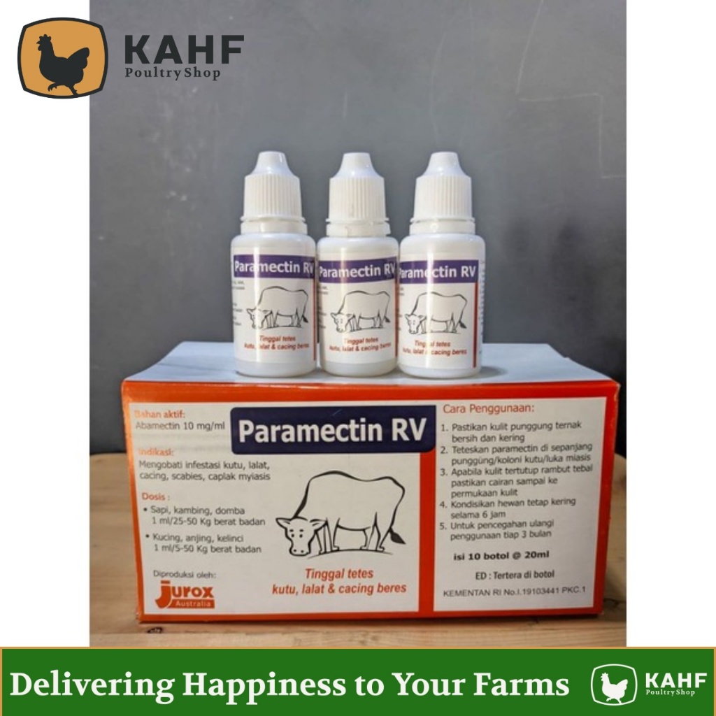 Jual Paramectin RV 20 ml Obat Tetes Luka Kutu Gudik pada Hewan Sapi ...