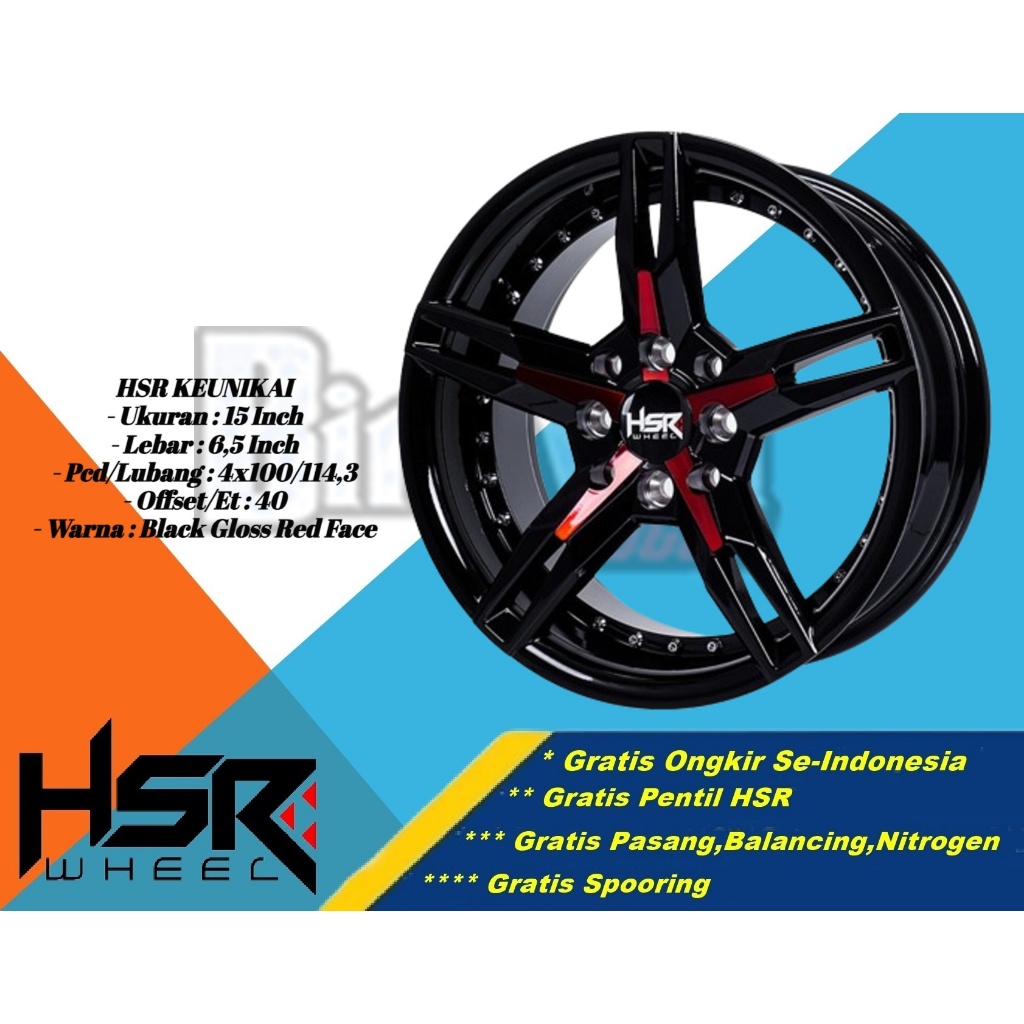 Jual Velg Mobil Brio Ring 15 HSR KEUNIKAI R15 Lebar 6,5 Pcd 4X100 4x114,3 ET40 | Birawa Jogja ...
