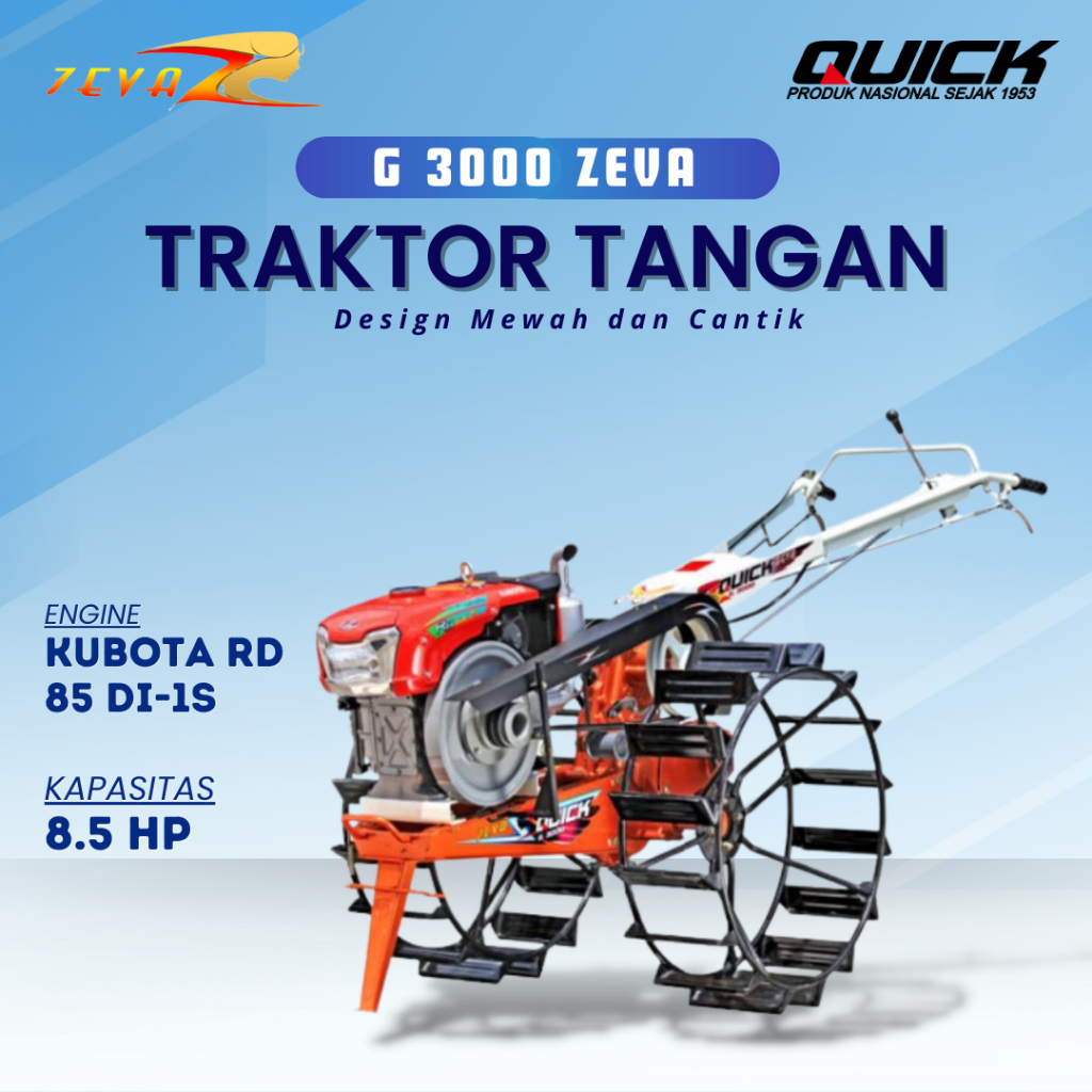 Jual Mesin Quick Hand Traktor G 3000 Zeva / Traktor Bajak Sawah ...