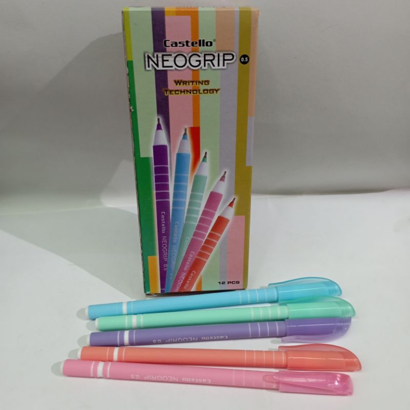 Jual BOLPEN STANDARD CASTELLO NEOGRIP 0,5 mm isi 12 pcs ( hitam) / pack ...