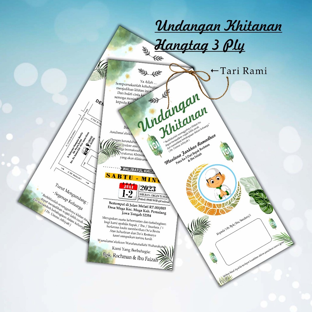Jual Undangan Khitanan, Undangan Sunatan Undangan Hangtag bisa untuk ...