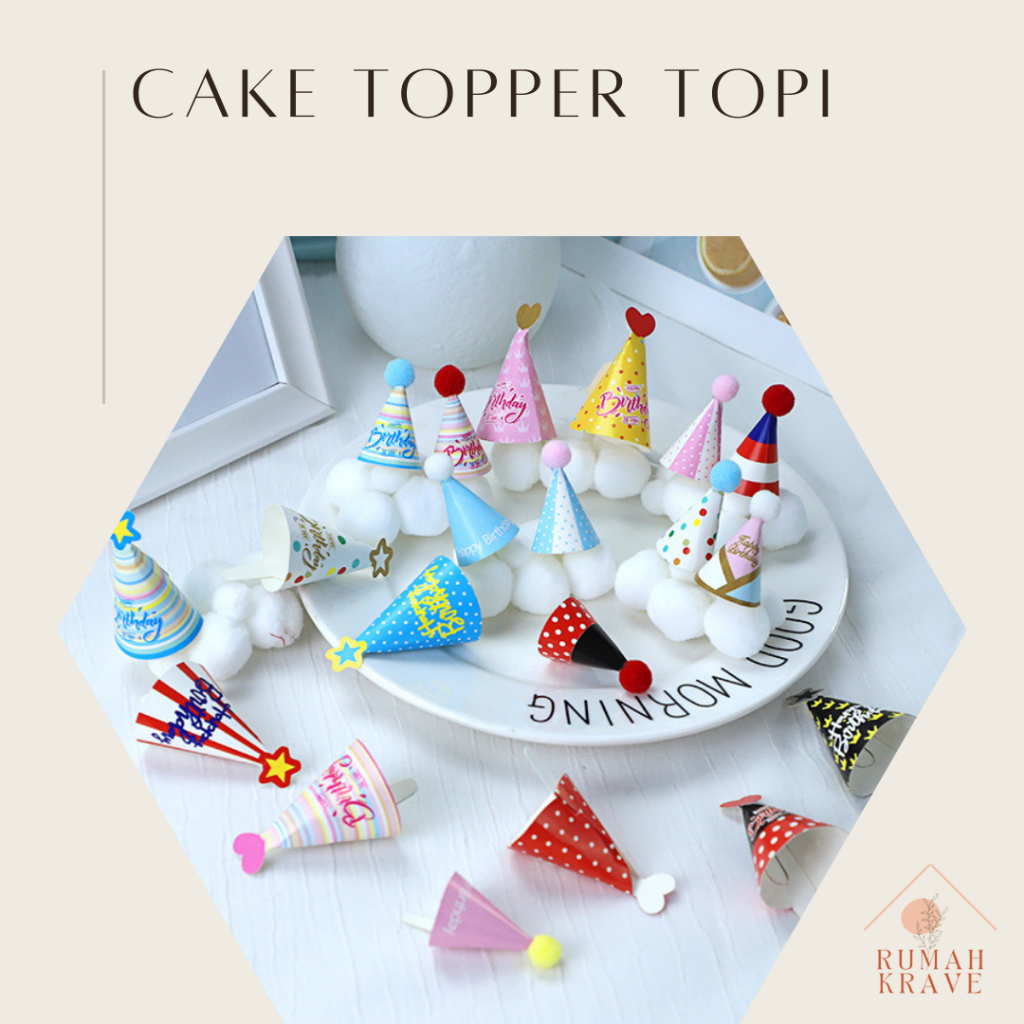 Jual RUMAH KRAVE - (10pcs) Cake Topper Topi Ulang Tahun Random Dekorasi ...