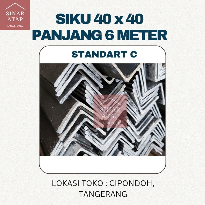 Jual BESI SIKU 40 x 40 ( Lebar 3.8 cm tebal 2 mm) panjang 6 Meter ...