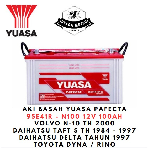 Jual YUASA Aki Basah Mobil Pafecta 95E41R N100 12V 100Ah Toyota Dyna Genset | Shopee Indonesia