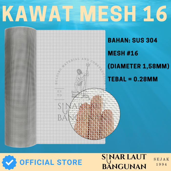 Jual KASA KAWAT NYAMUK WIRE MESH STAINLESS 304 MESH 16 | Shopee Indonesia