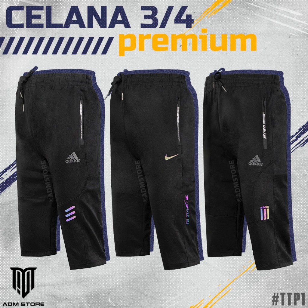 Jual Celana Training 3/4 Pria Wanita Dewasa Bawahan Olahraga Badminton Sepeda Trening Pendek ...