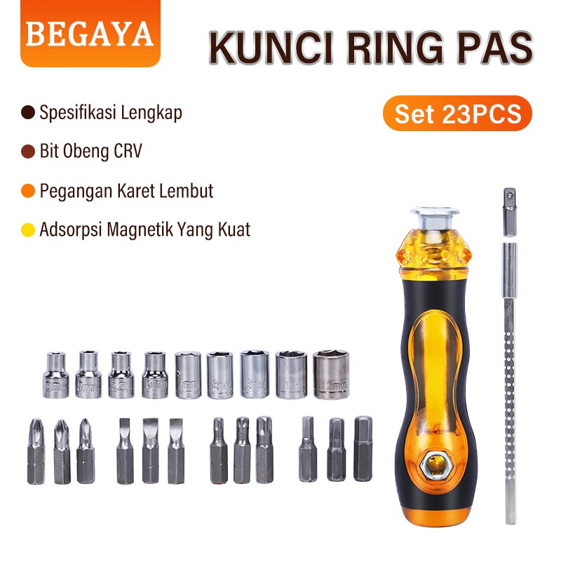 Jual BEGAYA Set Alat Obeng Multifungsi 23 PCS -21 Bit Obeng+1 Batang ...