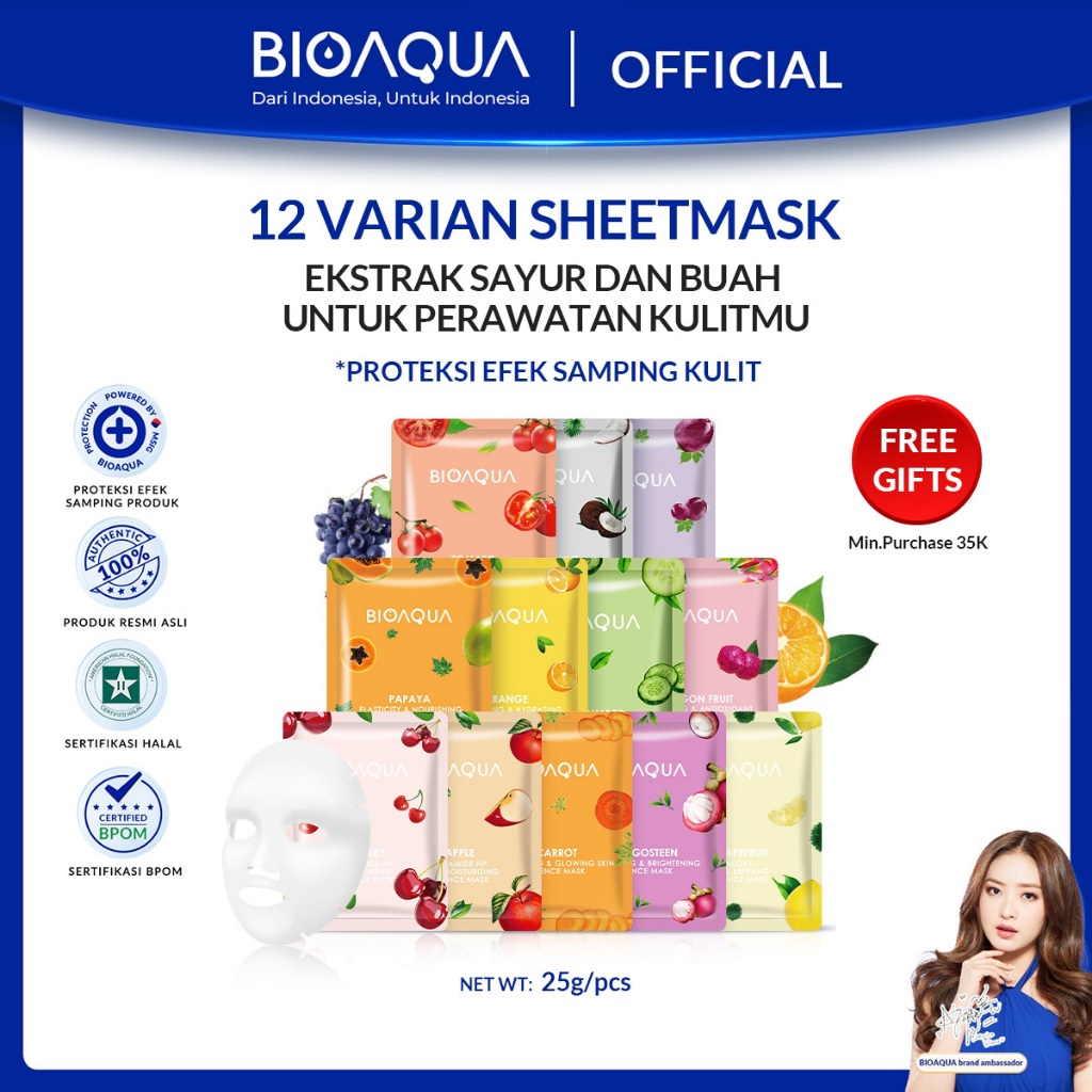 Jual BIOAQUA Masker Sheet Mask Vegetables and Fruits Series Natural Plant Essence Face Mask ...