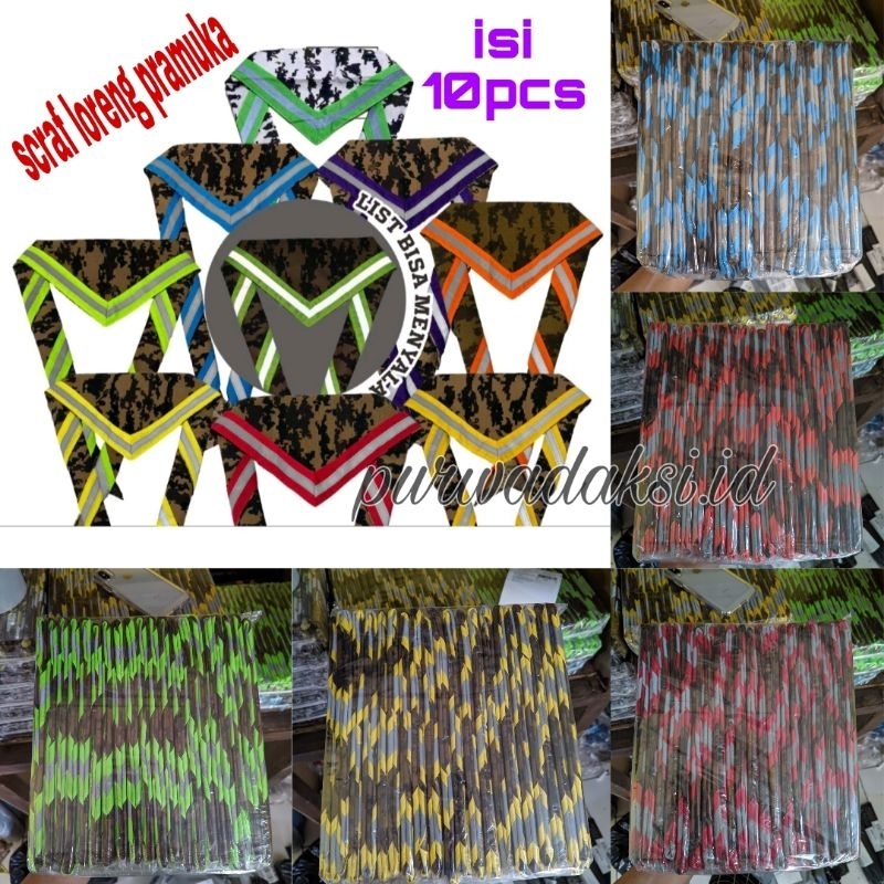 Jual Scraft Pramuka isi 10pcs / Skrap pramuka / Scraf Pramuka Loreng ...