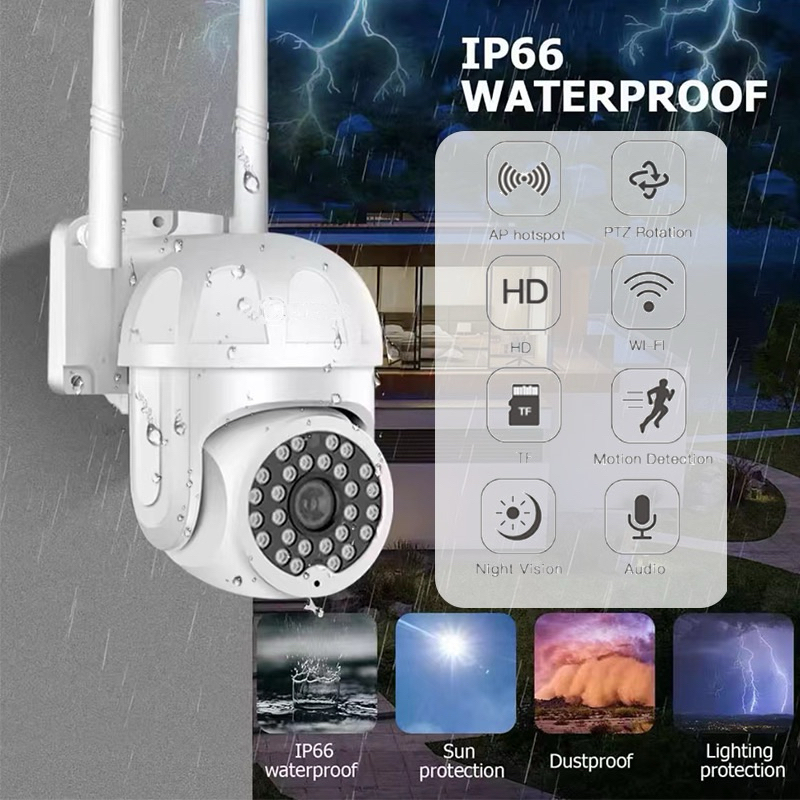 Jual Cctv Outdoor PTZ 360 Rotasi Q36 IP Camera V380 Pro HD 1080P Dual ...