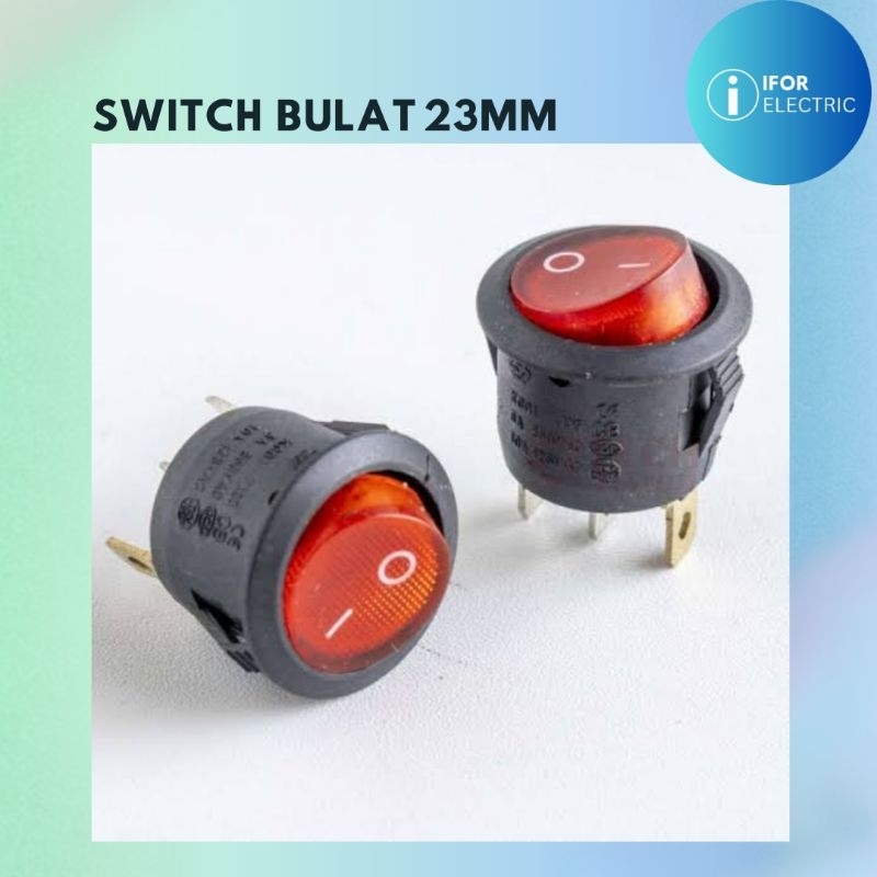 Jual Saklar Lampu Bulat 23mm On Off Switch rocker arm 6A | Shopee Indonesia