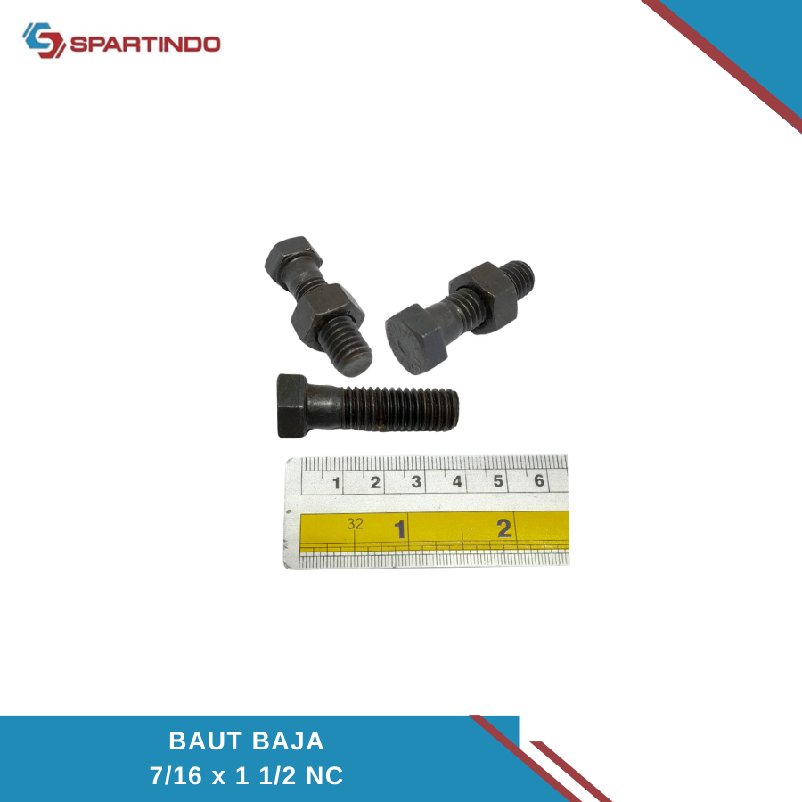 Jual Produk Baut Baja Ukuran 7/16 x 1 1/2 NC Drat Kasar Warna Hitam ...
