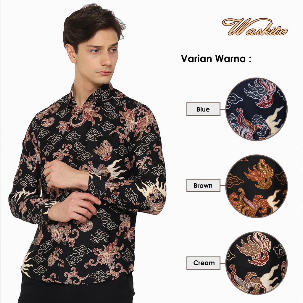 Jual Waskito Kemeja Batik Katun Slimfit KB 7507J | Shopee Indonesia