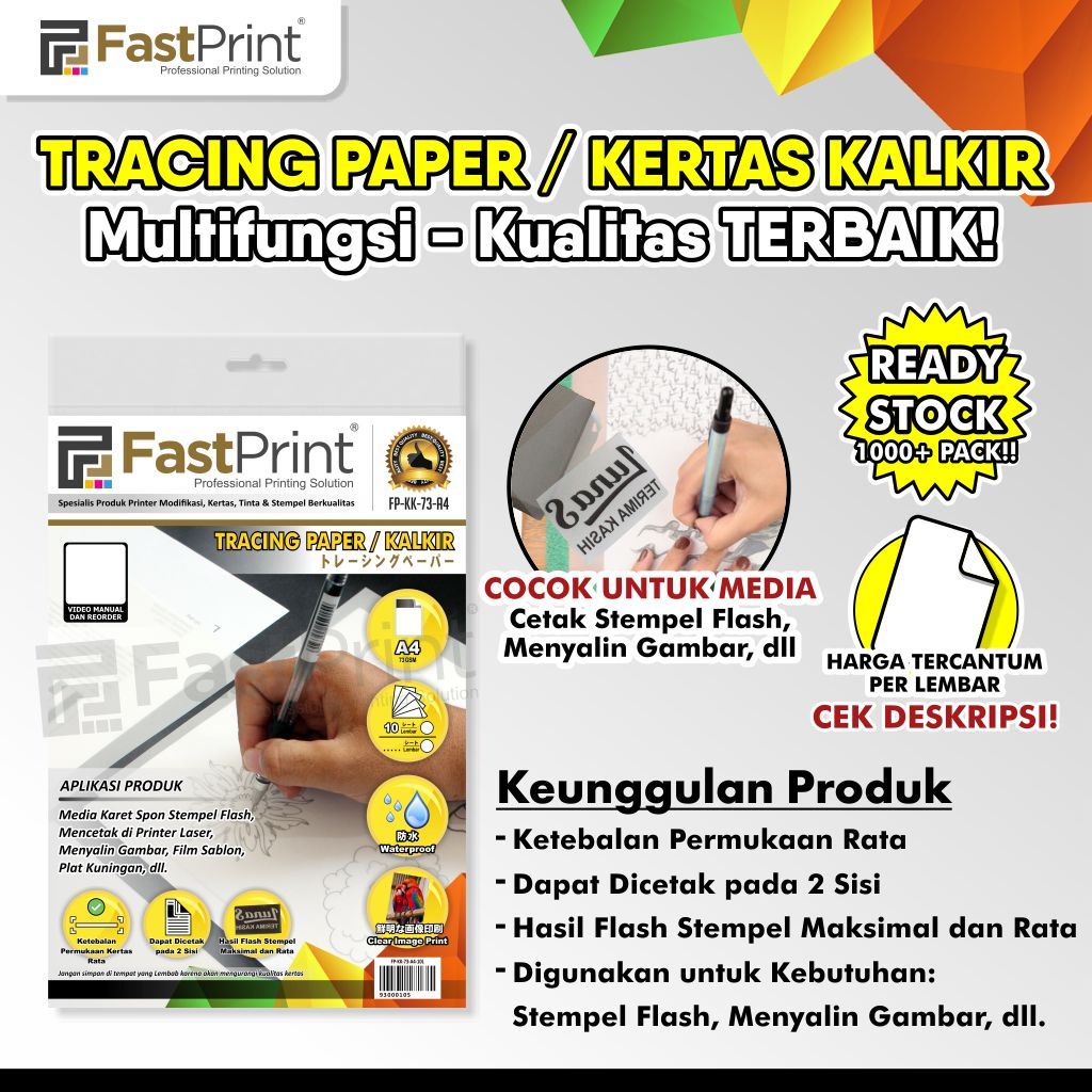 Jual Fast Print Kertas Kalkir 73 Gram Putih Transparant A4 Kertas ...