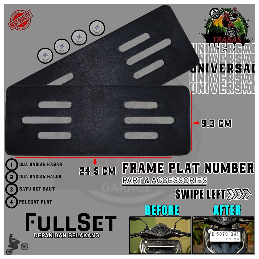 Jual FRAMELESS PLAT NOMOR NOPOL TANPA BINGKAI SET 2PCS DENGAN BAUT ...