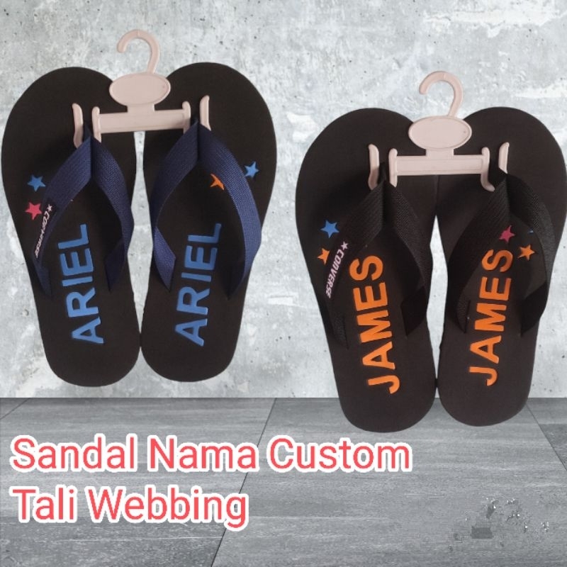 Jual Sandal Nama / Sandal Custom / Sandal Pesantren New Webing spesial ...