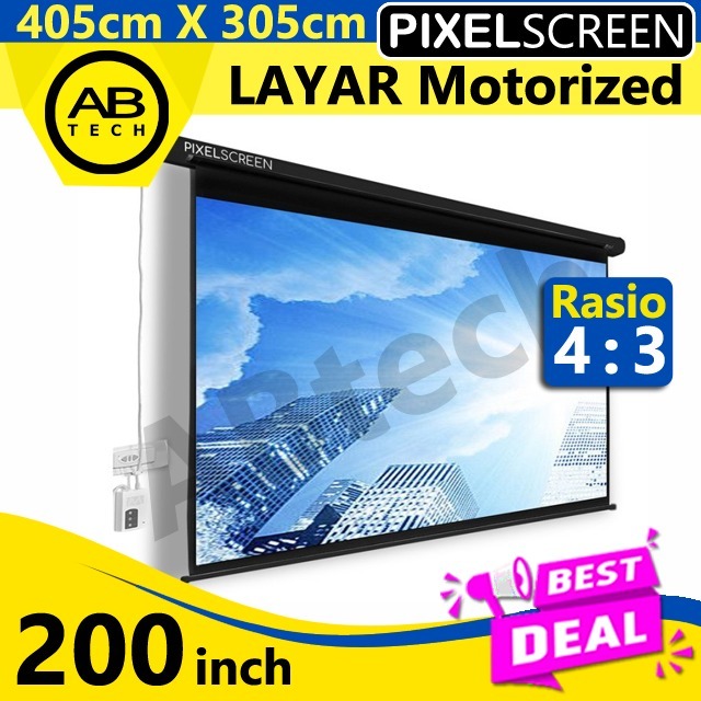 Jual Screen Projector PIXEL Motorized 200" Layar Proyektor Elektrik 200inch | Shopee Indonesia